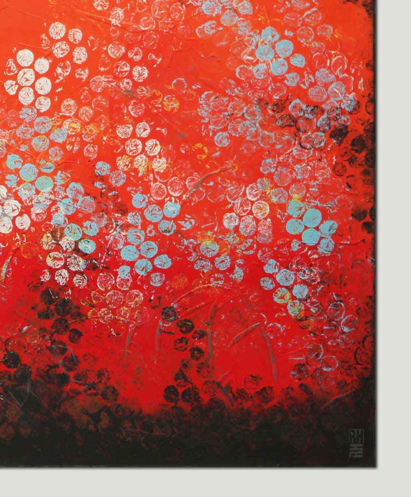 Boiling Bubbles Orange XL - incl. black floating frame - Ronald Hunter