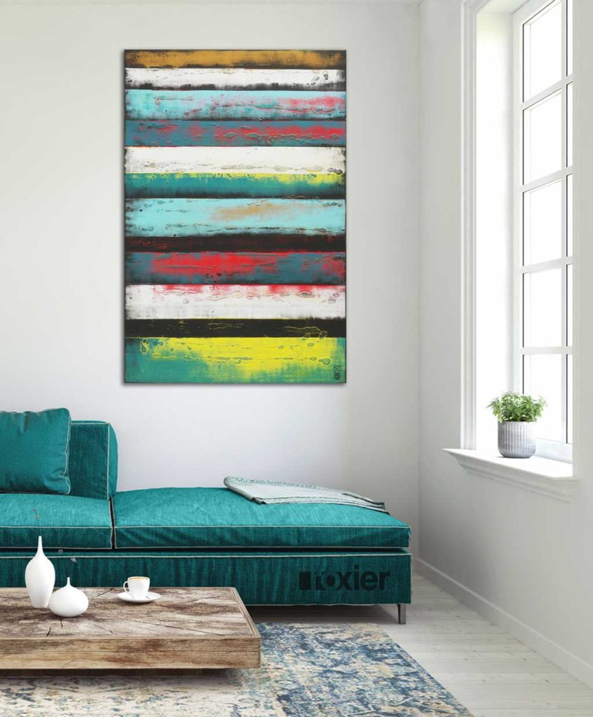 Turquoise Panels Vertical - Ronald Hunter